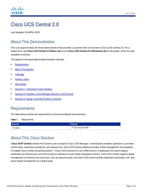 Cisco Ucs Central 20 About This Demonstration Pdf I Cloud