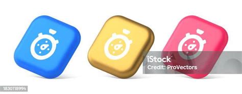 스톱워치 버튼 타이머 속도 시간 계산 응용 프로그램 패널 인터페이스 3d 현실적인 아이소 메트릭 아이콘 2에 대한 스톡 벡터