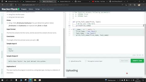 Whats Your Name In Python Hackerrank Youtube