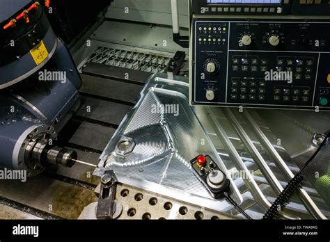 Measuring Process With Ruby Touch Probe On Large CNC Milling Machine In