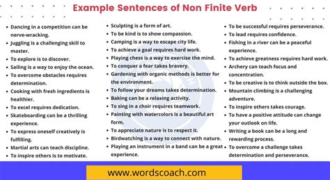 50 Example Sentences Of Non Finite Verb Word Coach