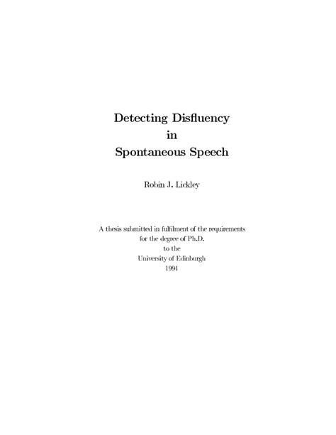 Pdf Detecting Disfluency In Spontaneous Speech