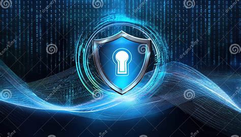 A Digital Shield With A Keyhole Set Against A Futuristic Blue