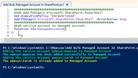 Sharepoint 2019 Register Managed Account Using Powershell