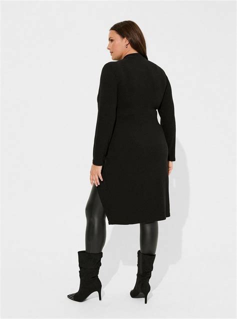 Plus Size Fitted Super Soft Ribbed Mock Neck Asymmetrical Hem Top