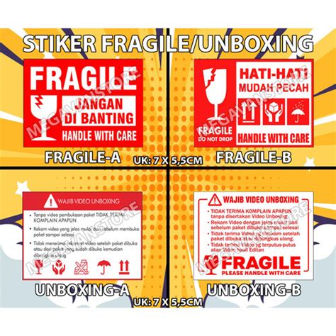Jual Stiker Fragile Dan Vidio Unboxing Stiker Jangan Dibanting Pecah Belah Fragile A Kota
