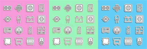 Set Line Electrical Outlet Measuring Instruments Light Emitting Diode