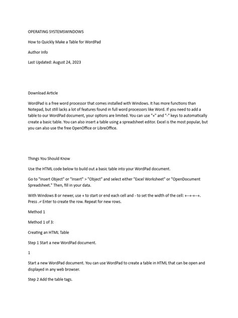 Html Table Pdf Microsoft Excel Spreadsheet