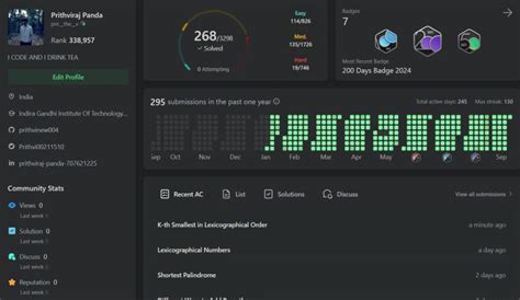 Prithviraj Panda On Linkedin Leetcode Problemsolving Growthmindset