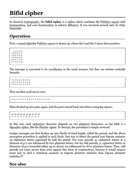 Bifid Cipher Pdf