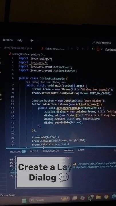 create a dialog boxes javaprogramming javalanguage best coding