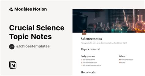 Modèle Crucial Science Topic Notes Marketplace Notion
