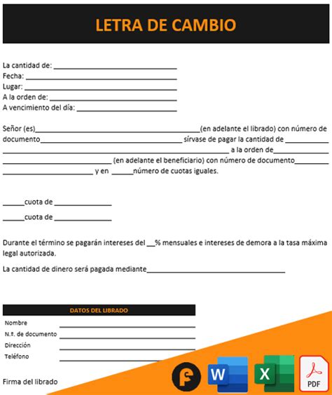 Modelo De Letra De Cambio Gratis 2025