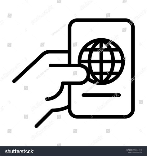 Hand Holding Passport Line Vector Isolate Stock Vector Royalty Free