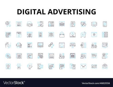 Digital Advertising Linear Icons Set Targeting Vector Image
