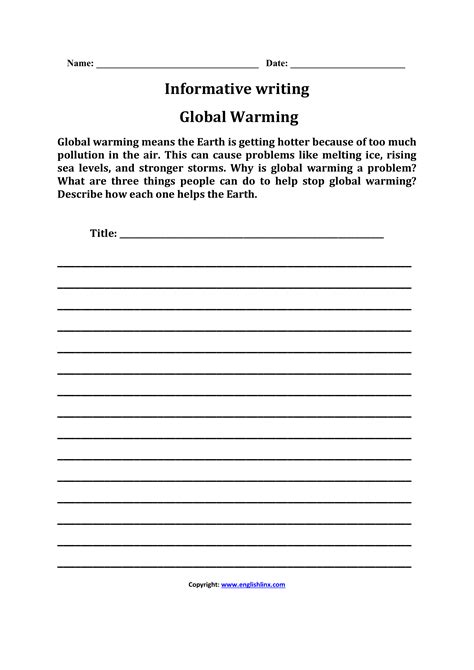 3rd Grade Writing Worksheets Informative Writing Worksheet