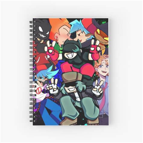 Fnf Characters Friday Night Funkin Spiral Notebook By Dizzaa Redbubble