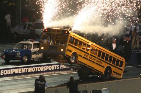 School Bus Wheelstander Drag Racing Stunt