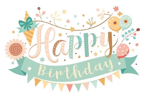 생일 축하 타이포그래피 배너 배경 디자인 프리미엄 Ai 생성 벡터