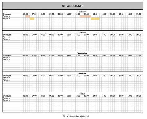 Break Time Schedule Template