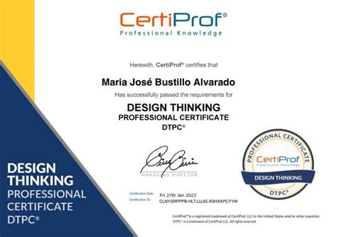 Certificado Profissional Em Design Thinking Dtpc® Certiprof Brasil