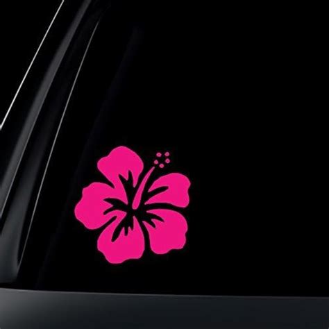 Hibiscus Flower Pink Car Decal Sticker 5 Automotive