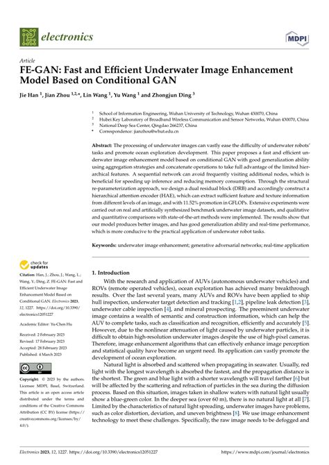 pdf fe gan fast and efficient underwater image enhancement model