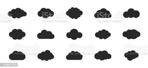 클라우드 아이콘 집합입니다 구름 수집 다양한 모양의 흐린 실루엣 벡터 일러스트레이션 개념에 대한 스톡 벡터 아트 및 기타 이미지 개념 구름 그림자 Istock