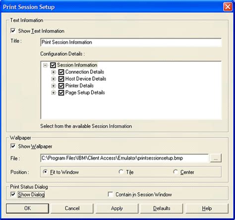 Print Status Dialog Box Does Not Display On A PC Printer Session