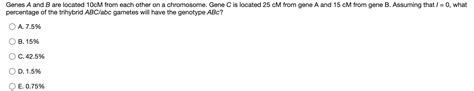 Solved Genes A And B Are Located 10cm From Each Other On A