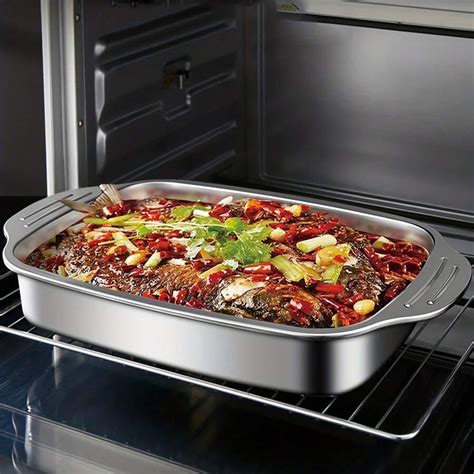 1pc Stainless Steel Baking Sheet Deep Baking Pan With Handles Cookie Sheet Baking Trays