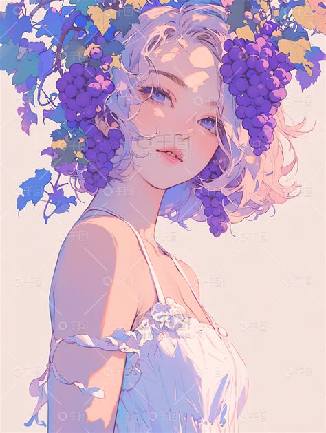 插画ai数字艺术 手绘插画风女孩和葡萄图片 Ai平面元素免费下载png格式2784像素编号70733971 千图网