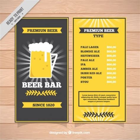 프리미엄 맥주 메뉴 무료 벡터 맥주 메뉴 빈티지 레터링