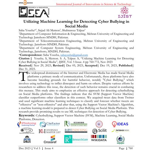 Pdf Utilizing Machine Learning For Detecting Cyber Bullying In Social Media