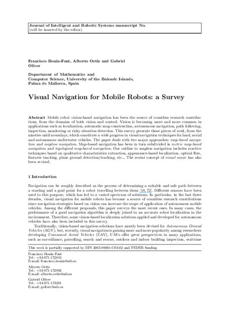 pdf visual navigation for mobile robots a survey