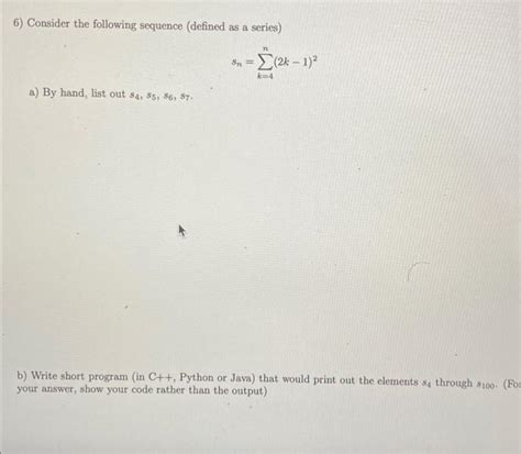 solved 6 consider the following sequence defined as a