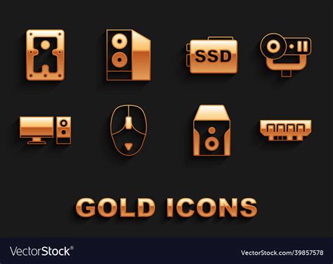 Set Computer Mouse Web Camera Ram Random Access Vector Image