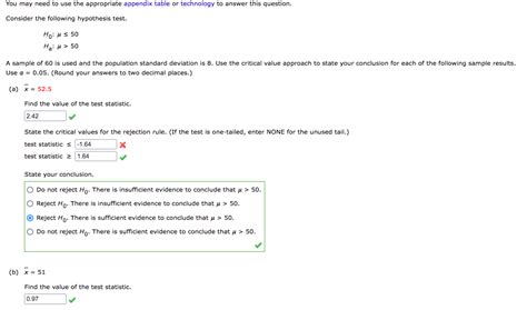 solved xˉ 51 find the value of the test statistic state the