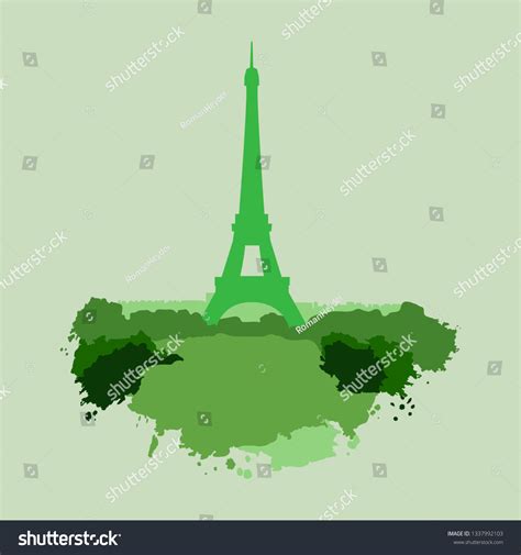 Eiffel Tower Outline Green Color Paint Stock Vector Royalty Free 1337992103 Shutterstock