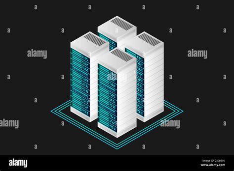 Server Room Isometric Vector Futuristic Technology Of Data Protection