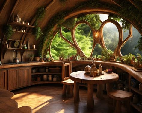 The Fantasy House Interior Has A Table In The Kitchen And A Table In