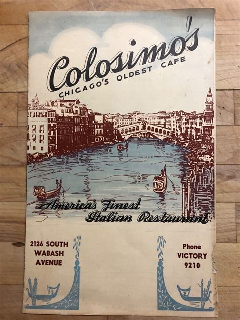 Vtg 1940 Colosimos Cafe Menu Program Big Jim Colosimo Al Capone