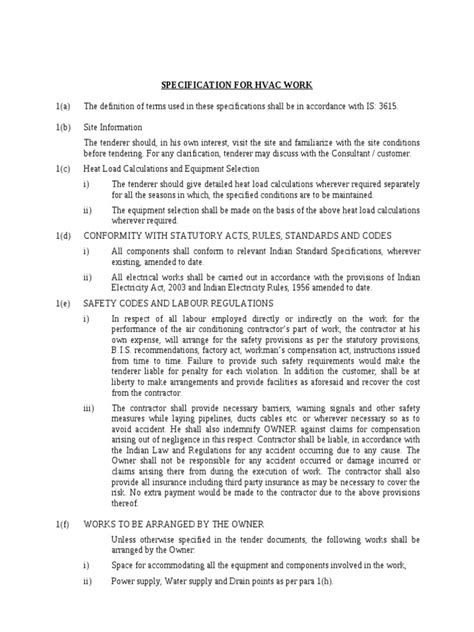General Specifications For Hvac Pdf Hvac Power Supply