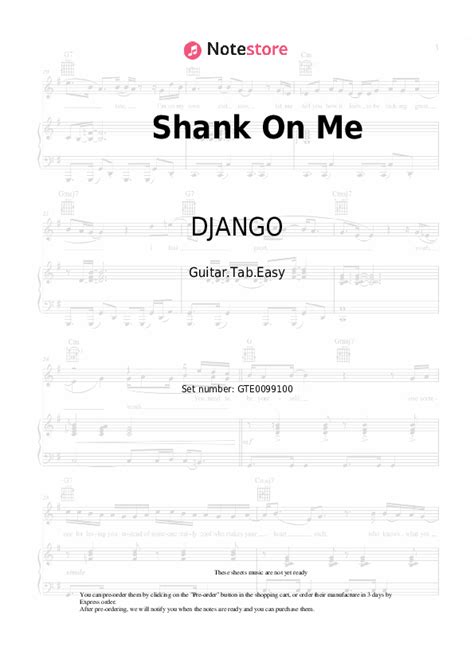 DJANGO BIGGIE68 Shank On Me Guitar Chords And Tabs In Note Store Com Guitar Tab Easy SKU