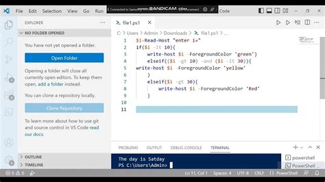 If Statement Powershell Scripting Visual Studio Code Youtube