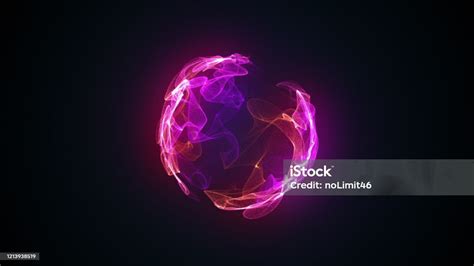 추상 마법 구체 컴퓨터 생성 배경 빛나는 네온 입자에서 여러 가지 빛체 기체 모양 미래 요소의 3d 렌더링 연료 및 전력 생산에 대한 스톡 사진 및 기타 이미지 Istock