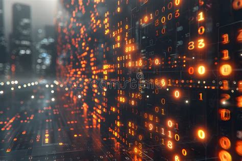 Digital Data Matrix With Glowing Numbers And Binary Code Background For Technology And