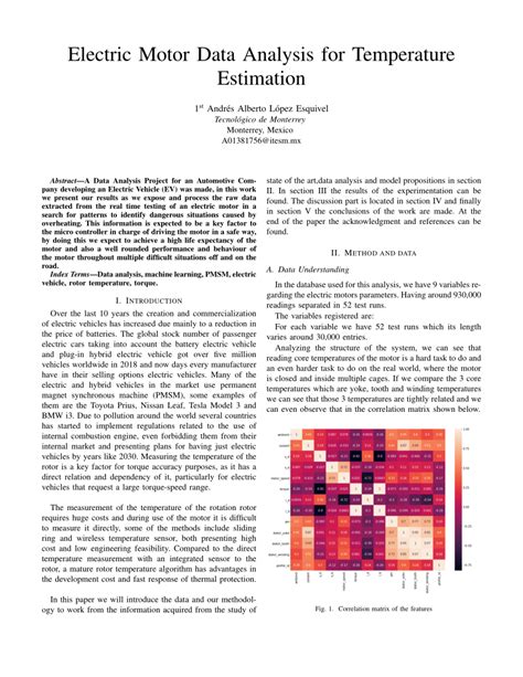 Pdf Electric Motor Data Analysis For Temperature Estimation