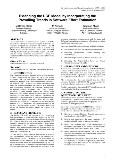 Pdf Extending The Ucp Model By Incorporating The Prevailing Trends In Software Effort Estimation