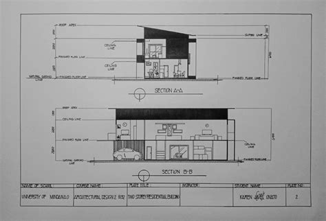 Detail Guest House Building Elevation And Section 2d View Layout
